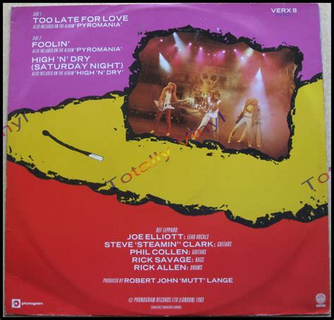 Totally Vinyl Records Def Leppard Too Late For Love Foolin