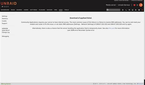 Unable To Download Appfeed Tried Dns Settings Gateway Check And