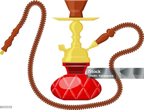 在白色背景上的水煙的向量例證葫蘆的卡通畫老式物件東方娛樂水煙向量圖形及更多calabash Gourd圖片 Calabash
