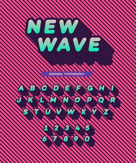 Vector New Wave Font Long Shadow Style Modern Typography Stock Vector