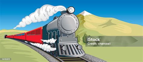 Ilustrasi Kartun Di Kepala Kereta Uap Ilustrasi Stok Unduh Gambar