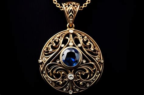 Premium Ai Image A Diamond Necklace With A Blue Sapphire And A Diamond