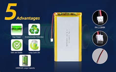 Amazon AKZYTUE 3 7V 10000mAh 1165110 Lipo Battery Rechargeable Lithium Polymer Ion Battery