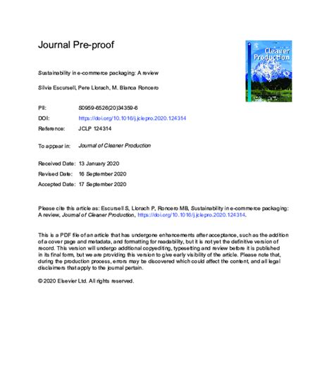 Pdf Sustainability In E Commerce Packaging A Review