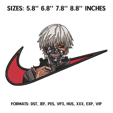 Nike Ken Kaneki Embroidery Pes Design File Tokyo Ghoul Ani Inspire