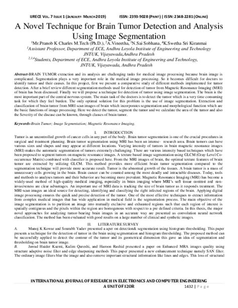 pdf a novel technique for brain tumor detection and analysis using