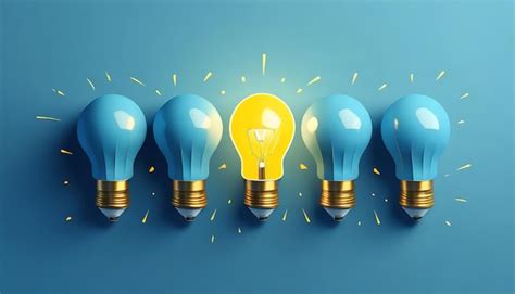 Premium Photo Blue Light Bulbs With Glowing One Different Idea On