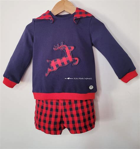 Basmartí Conjunto Bebe Niño Vestir Sudadera Reno Y Short Vichy De Basmarti