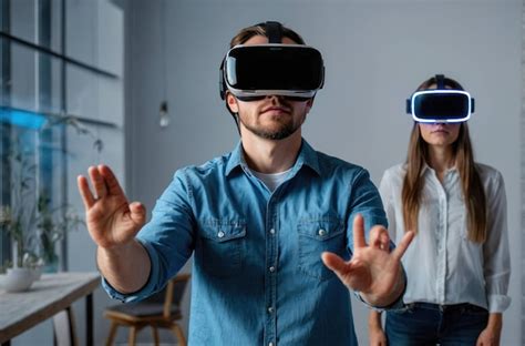 Premium Photo Group Enjoying Virtual Reality Experience