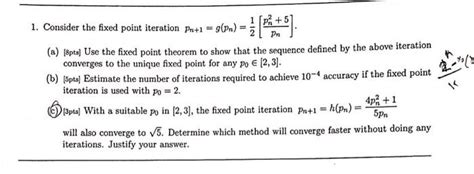 1 Consider The Fixed Point Iteration Chegg