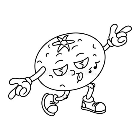Retro Clockwork Fruit Orange Contour Retro Cartoon Stickers With Funny Comic Book Characters