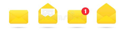 Set Of Notification Mail Envelope Icons With Shadow Stock Vector Illustration Of Subscribe
