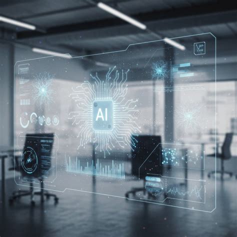 futuristic ai hologram in modern office stock illustration illustration of futuristic meeting