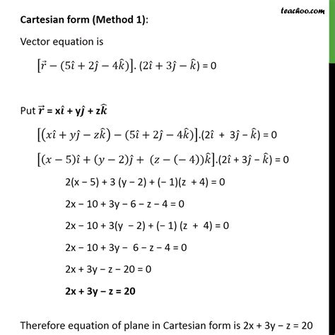 Example 17 Find Vector Cartesian Equations Of Plane Passing
