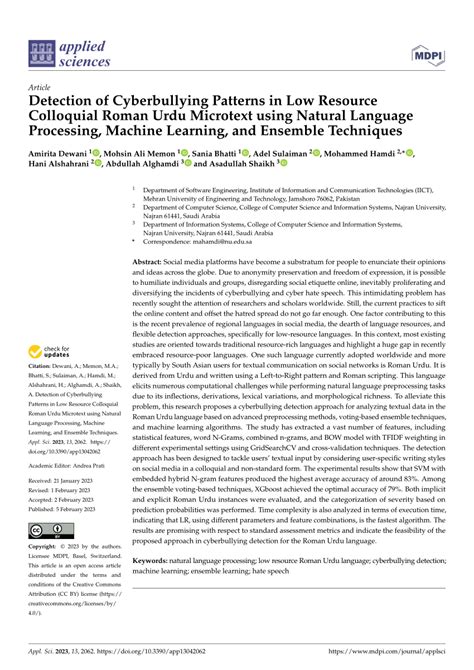 Pdf Detection Of Cyberbullying Patterns In Low Resource Colloquial