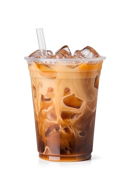 Premium Ai Image Iced Coffee In Plastic Takeaway Glass Isolated On