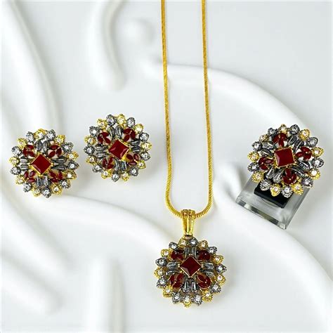 Square Ruby Set Mornee Jewellery