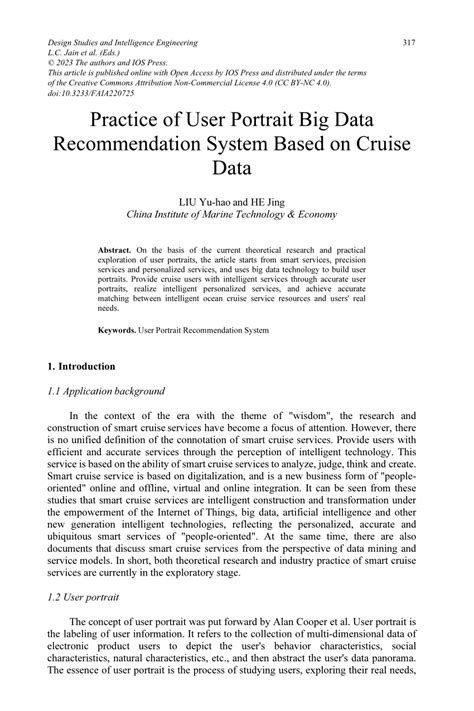 Pdf Practice Of User Portrait Big Data Recommendation System Based On