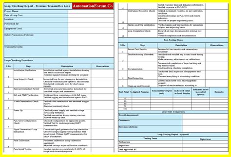 Method Statement For Loop Checking Of Pressure Transmitter Loop
