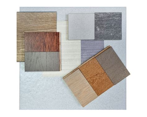 Composition Of Interior Material Samples Consists Palette Of Wooden Engineering Flooring Tiles