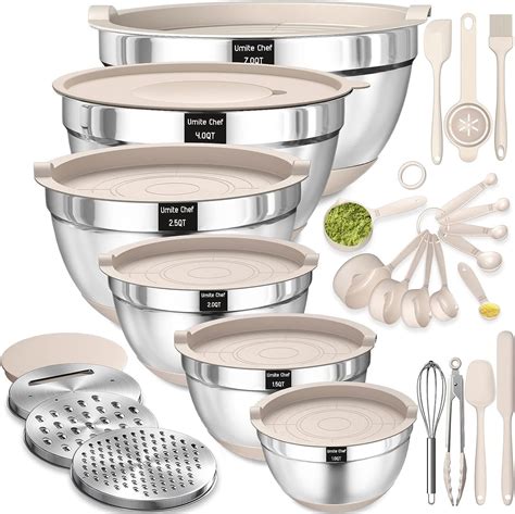 mixing bowls with airtight lids set 26pcs stainless steel khaki bowls