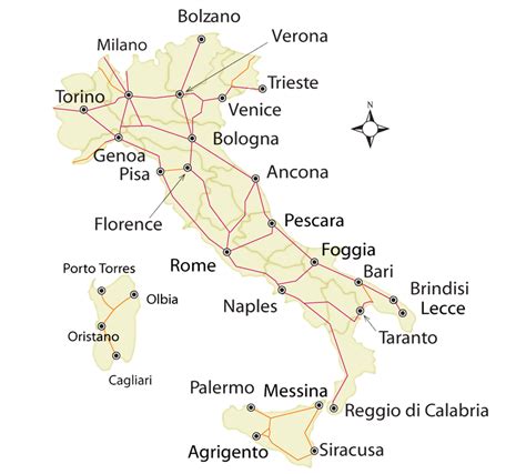 Italy Train Map Traveling In Italy By Rail