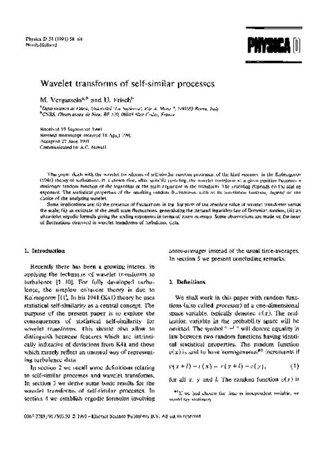 pdf wavelet transforms of self similar processes