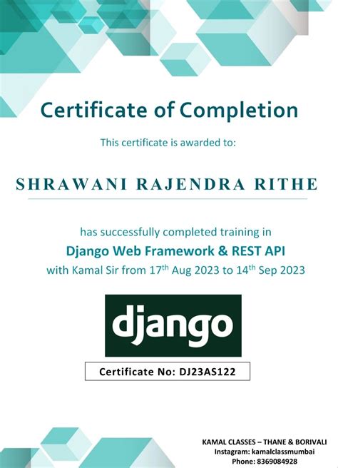 I Finished My Django Web Framework And Rest Api Course With Kamal