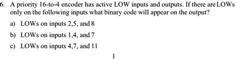 Solved A Priority 16 To 4 Encoder Has Active Low Inputs And Outputs