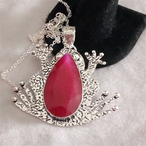 Hand Crafted Jewelry Big Goofy Hammered Silver Frog With Large Red Ruby Poshmark
