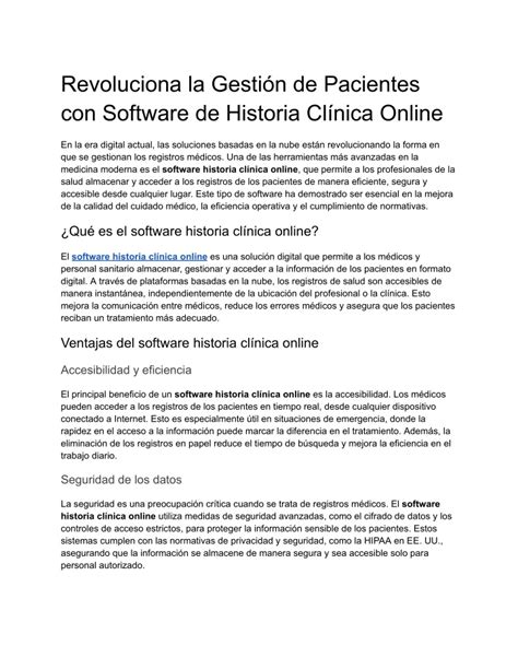 PPT Revoluciona la Gestión de Pacientes con Software de Historia