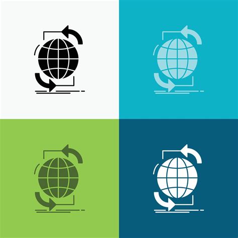Connectivity Global Internet Network Web Icon Over Various Background Glyph Style Design