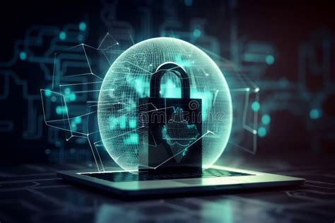 In This Abstract Cyberattack Block Concept A Shield With A Lock Icon