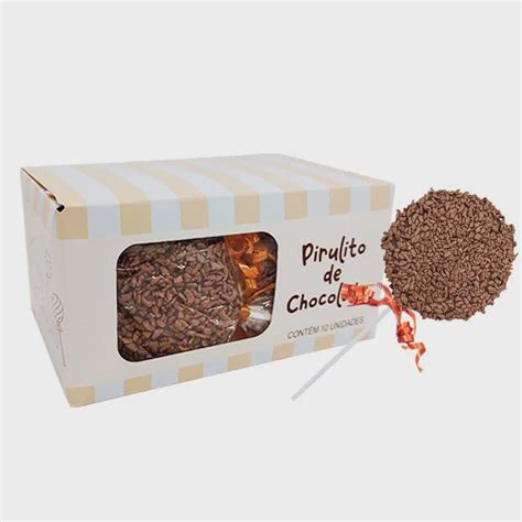 Pirulito De Chocolate Ao Leite Com Granulado 10 Uni Borússia