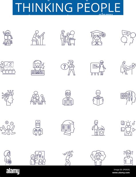Thinking People Line Icons Signs Set Design Collection Of Thinkers