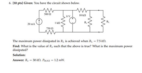 Solved Pts Given You Have The Circuit Shown Below Chegg