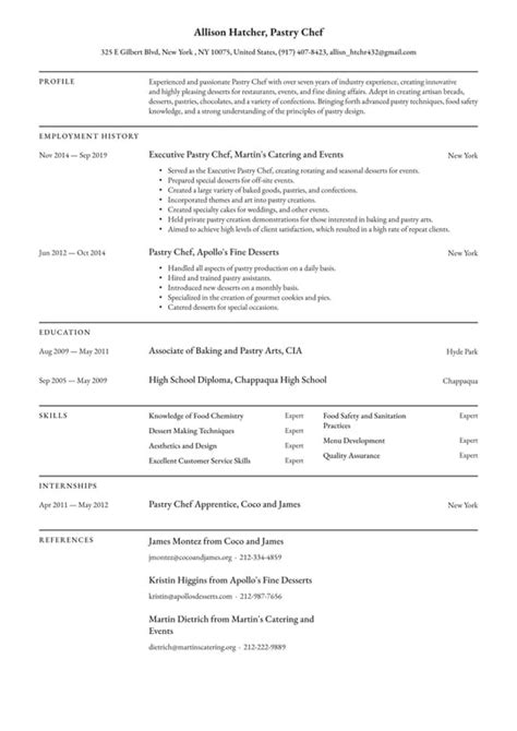 Pastry Chef Resume Sample Conscientiouscamera