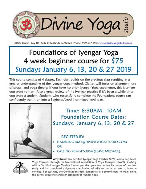 Foundations Class January 2019 Divine Yoga Studio
