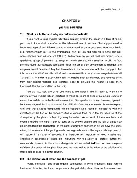 Bioc311 P H And Buffers CHAPTER 2 PH AND BUFFERS 2 What Is A Buffer