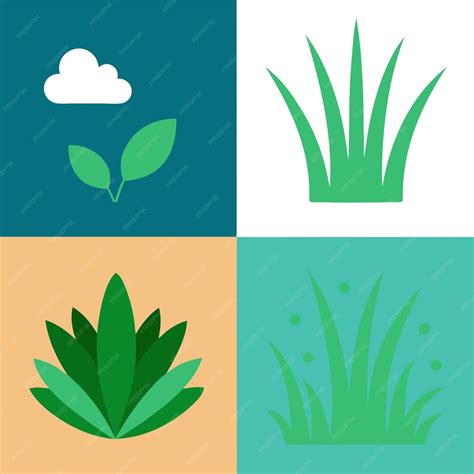 Premium Vector Green Grass Set In Flat Design