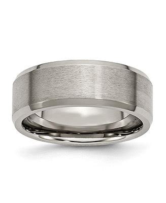 Chisel Titanium Brushed 8 Mm Beveled Edge Wedding Band Ring Macys