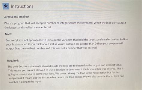 Solved Instructions Largest And Smallest Write A Program Chegg
