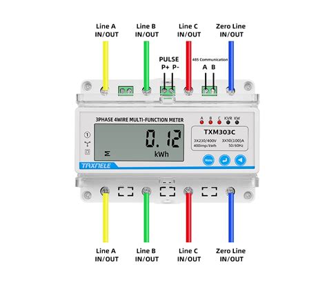 V Phase Wire Electronic Watt Power Energy Meter Voltage Current Multifunction Wattmeter
