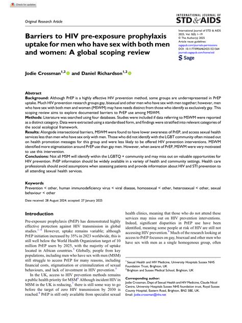 Pdf Barriers To Hiv Pre Exposure Prophylaxis Uptake For Men Who Have Sex With Both Men And