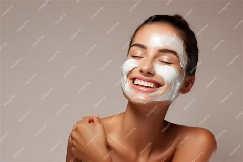 Premium Photo Photo Girl Touches Moisturized Skin And Smiles Portrait