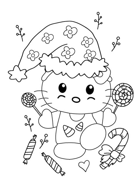 Hello Kitty Christmas Coloring Page