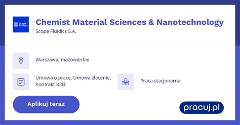 Oferta Pracy Chemist Material Sciences And Nanotechnology Scope Fluidics