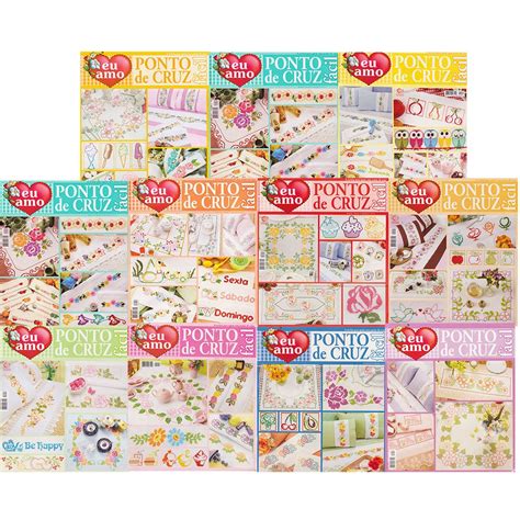 Kit 10 Revistas Artesanato Ponto Cruz Fácil Bordados Moderno em