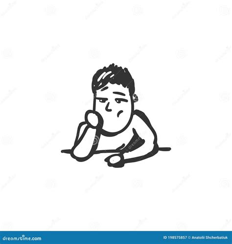Boredom Feeling Icon Outline Sketch Drawing Stock Vector