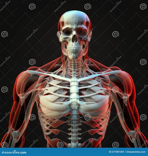 Icon Half Body Image Of Human Transparent Upper Body With Bones